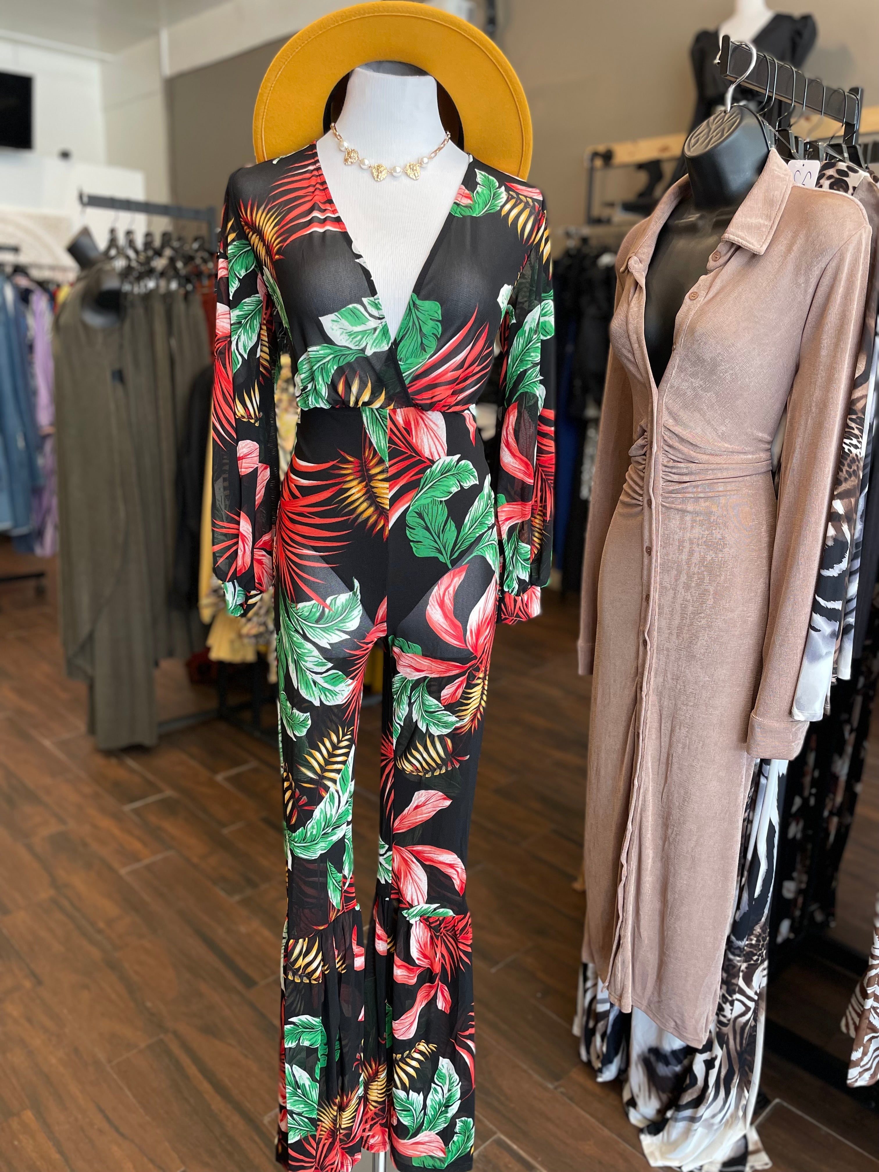 Tropical Sheer Jumpsuit FINAL SALE – Sabrak Boutique